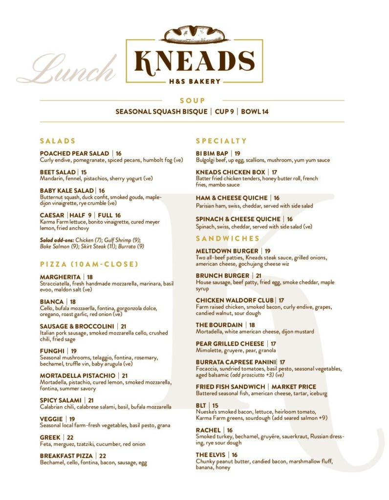 Bakeshop & Café Main Menu – Kneads Bakeshop & Café