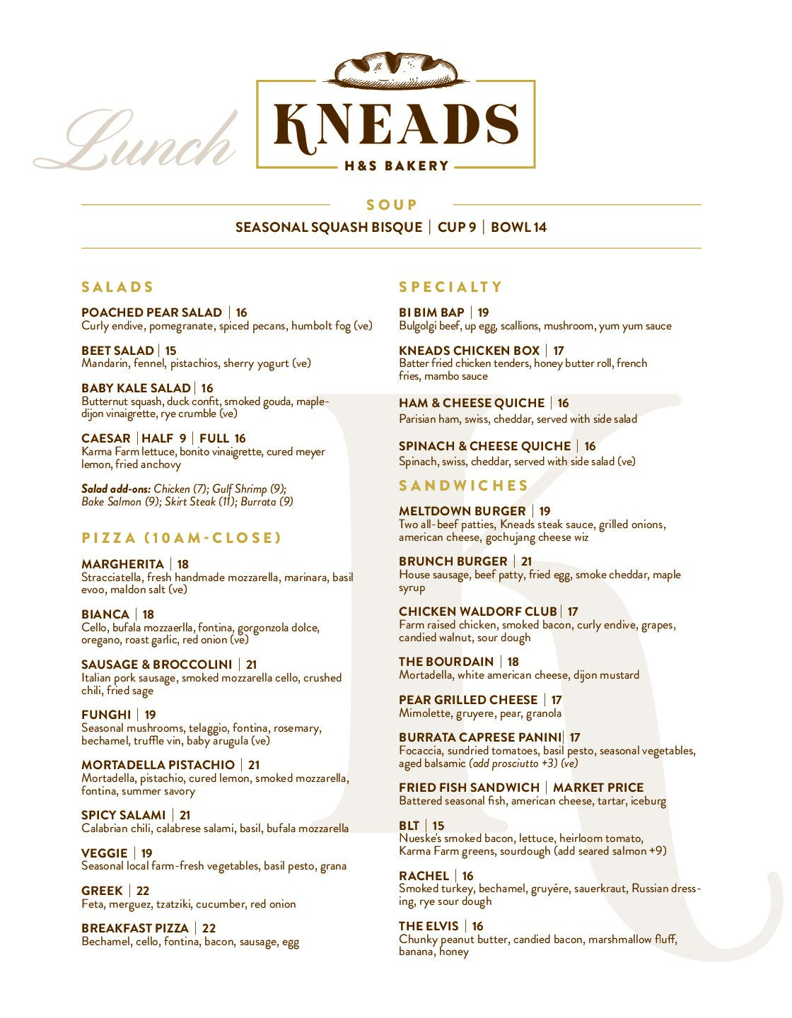 Bakeshop & Café Main Menu – Kneads Bakeshop & Café